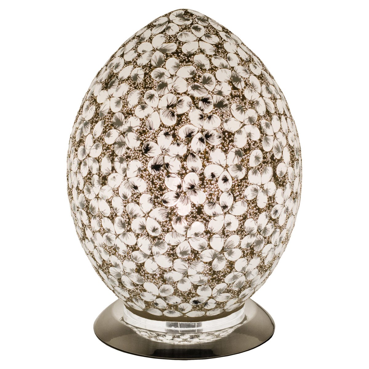 White Flower Medium Mosaic Glass Egg Lamp – Febland