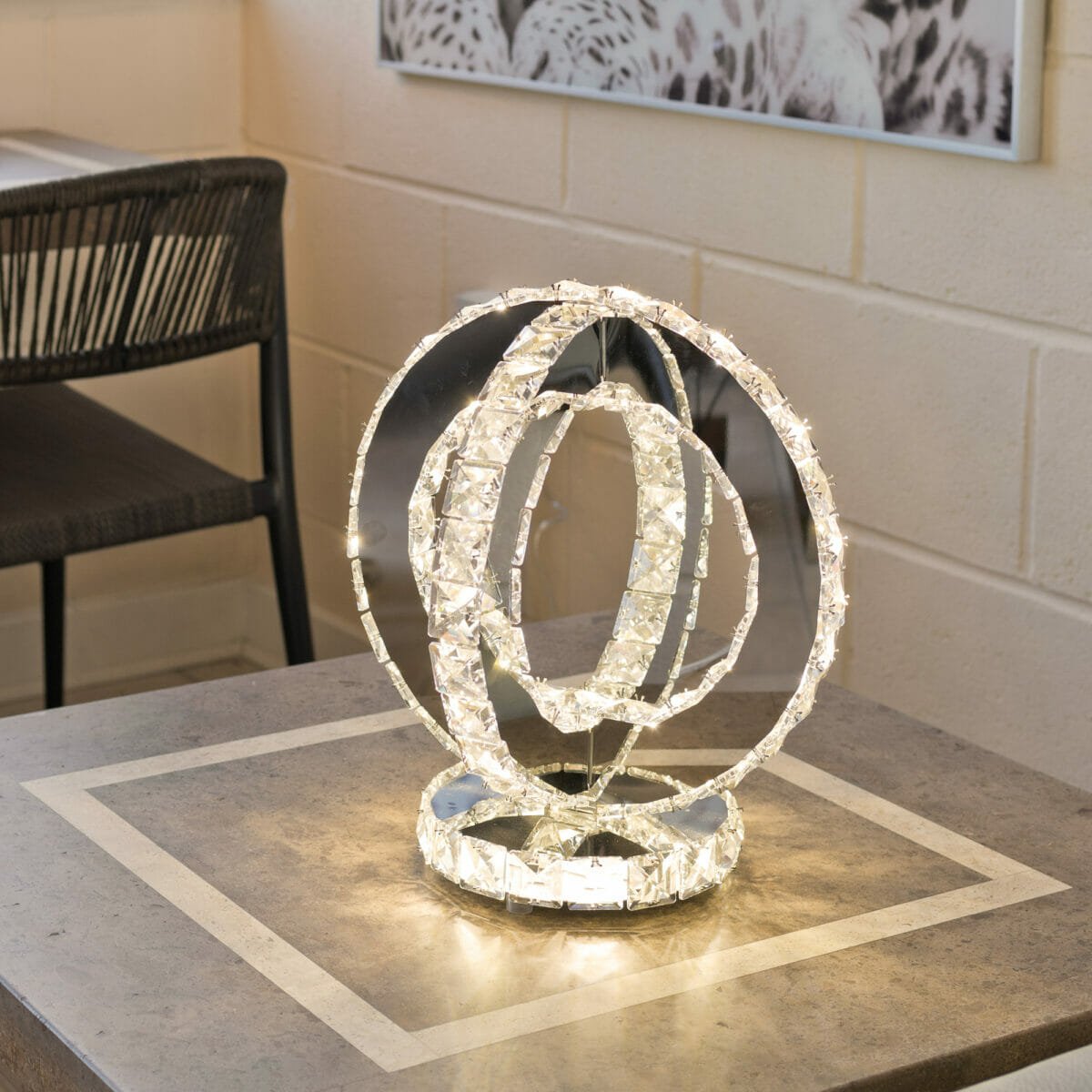 Glass Crystal Two Ring Table Light – Febland